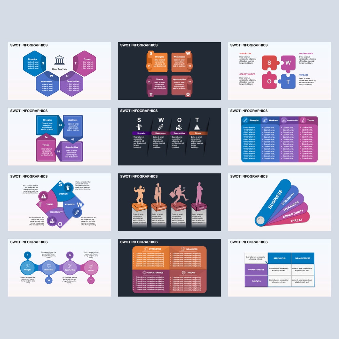 SWOT Infographics Template for Powerpoint - Fully Editable Animated ...