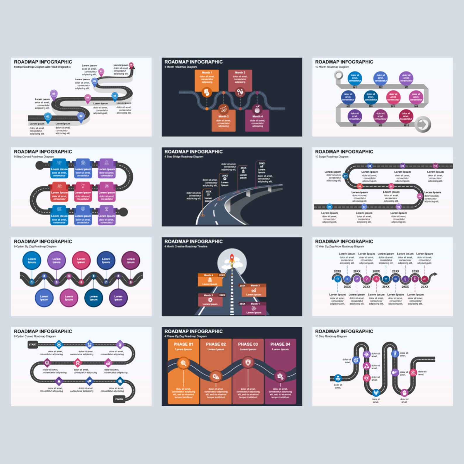 Creative Roadmap Infographics Template for Powerpoint - Fully Editable ...