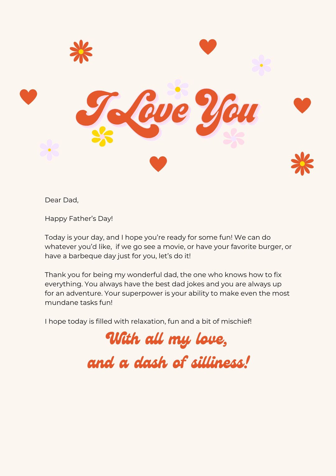 Fathers Day Letter Retro Style Template - Etsy