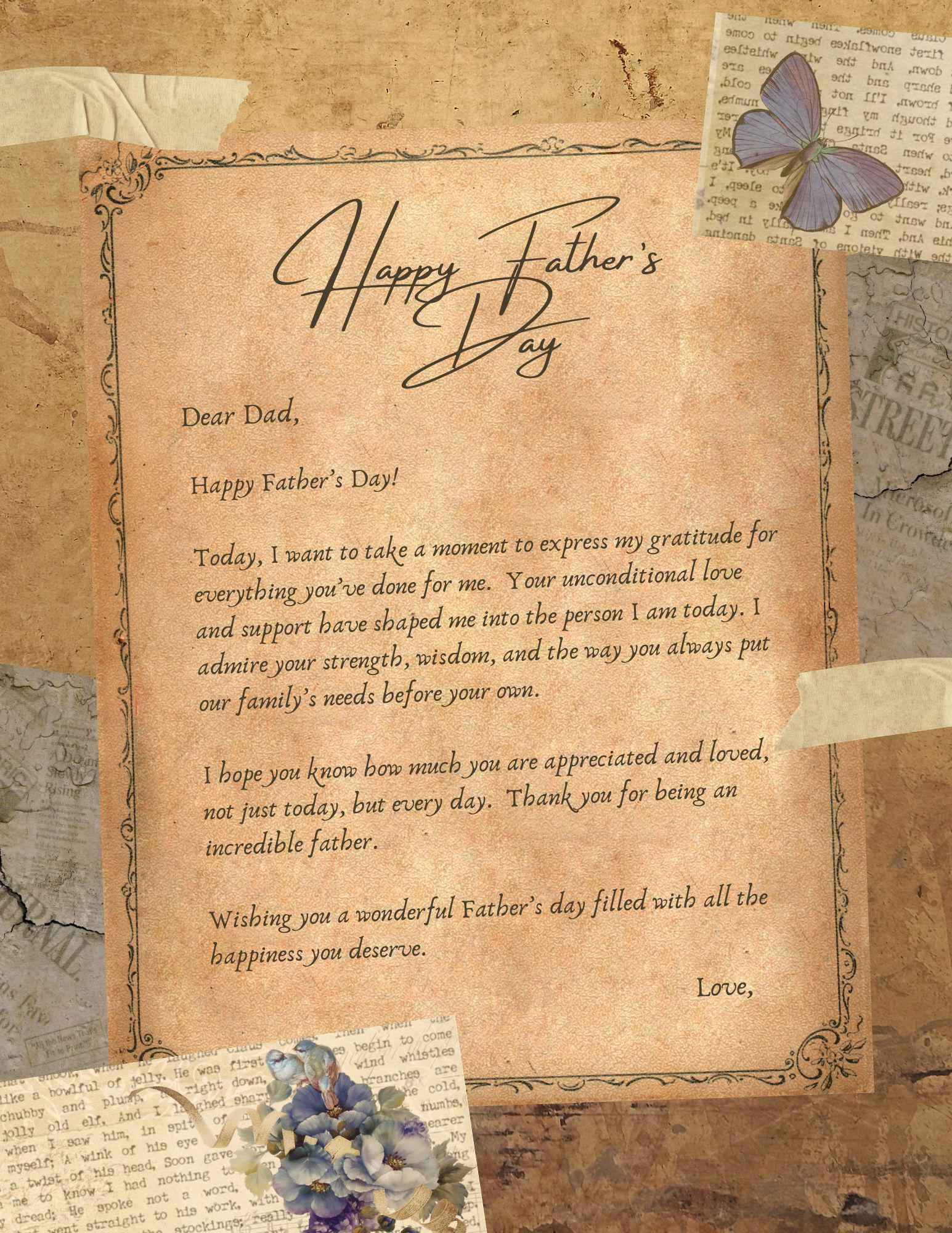 Fathers Day Letter Template - Etsy