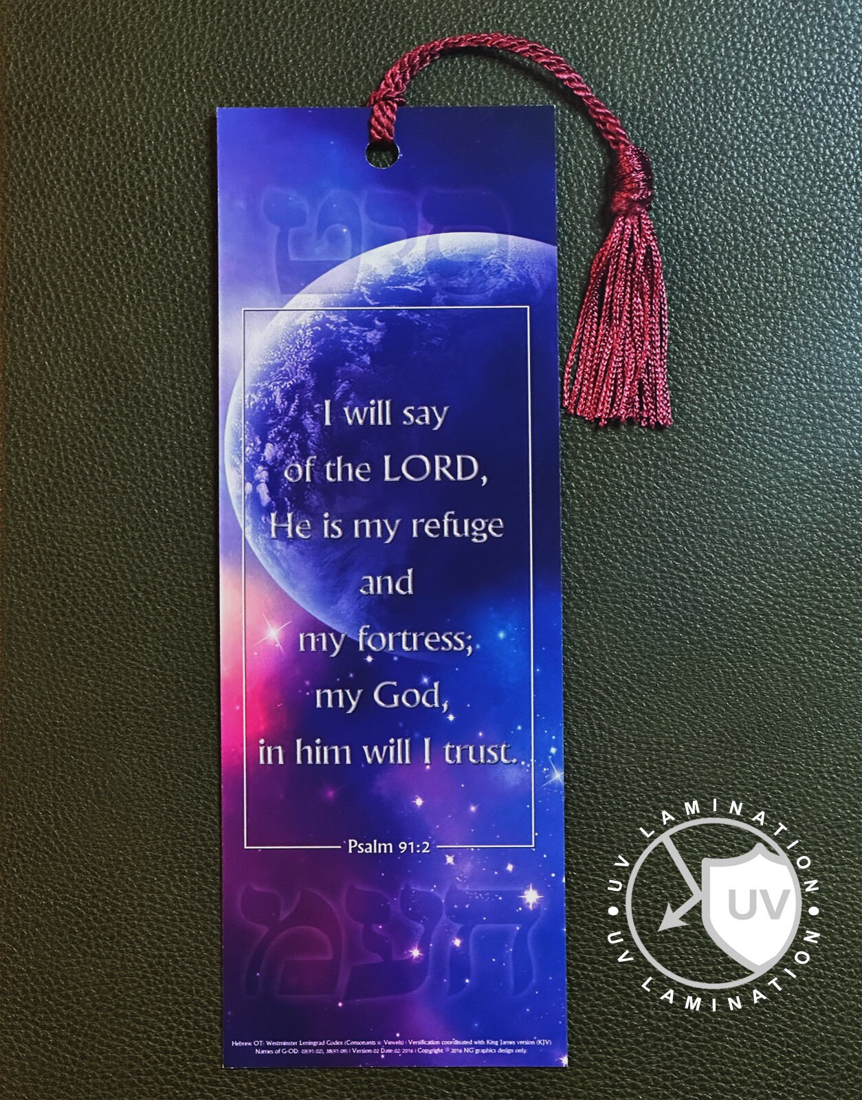 Psalm 91 "god's Protection" Bookmark - English & Hebrew - UV Lamination ...