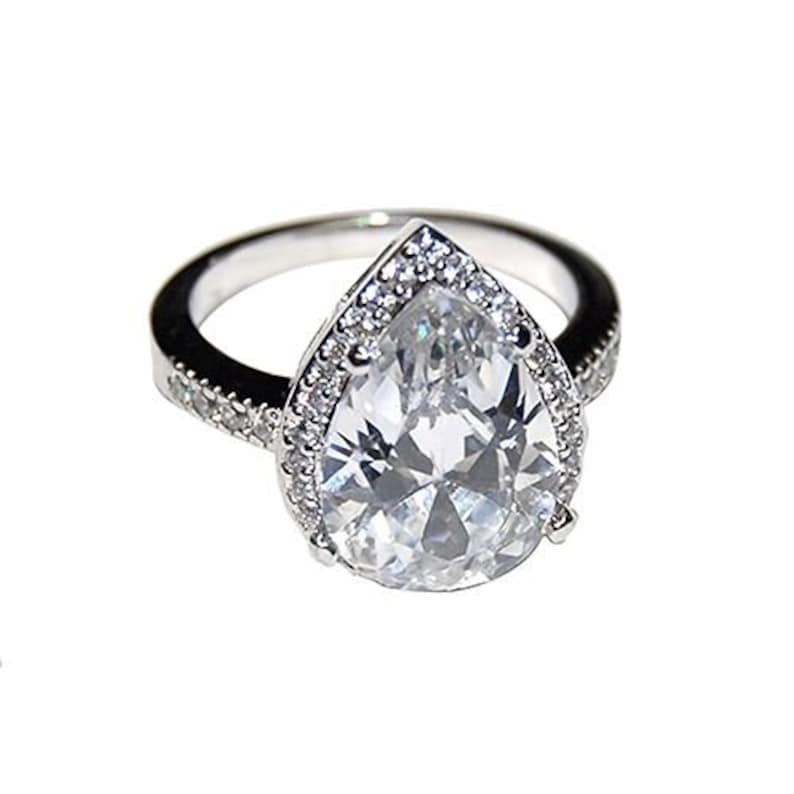 Engagement Rings-4ct Pave Pear-tear Drop Cubic Zirconia Halo - Etsy