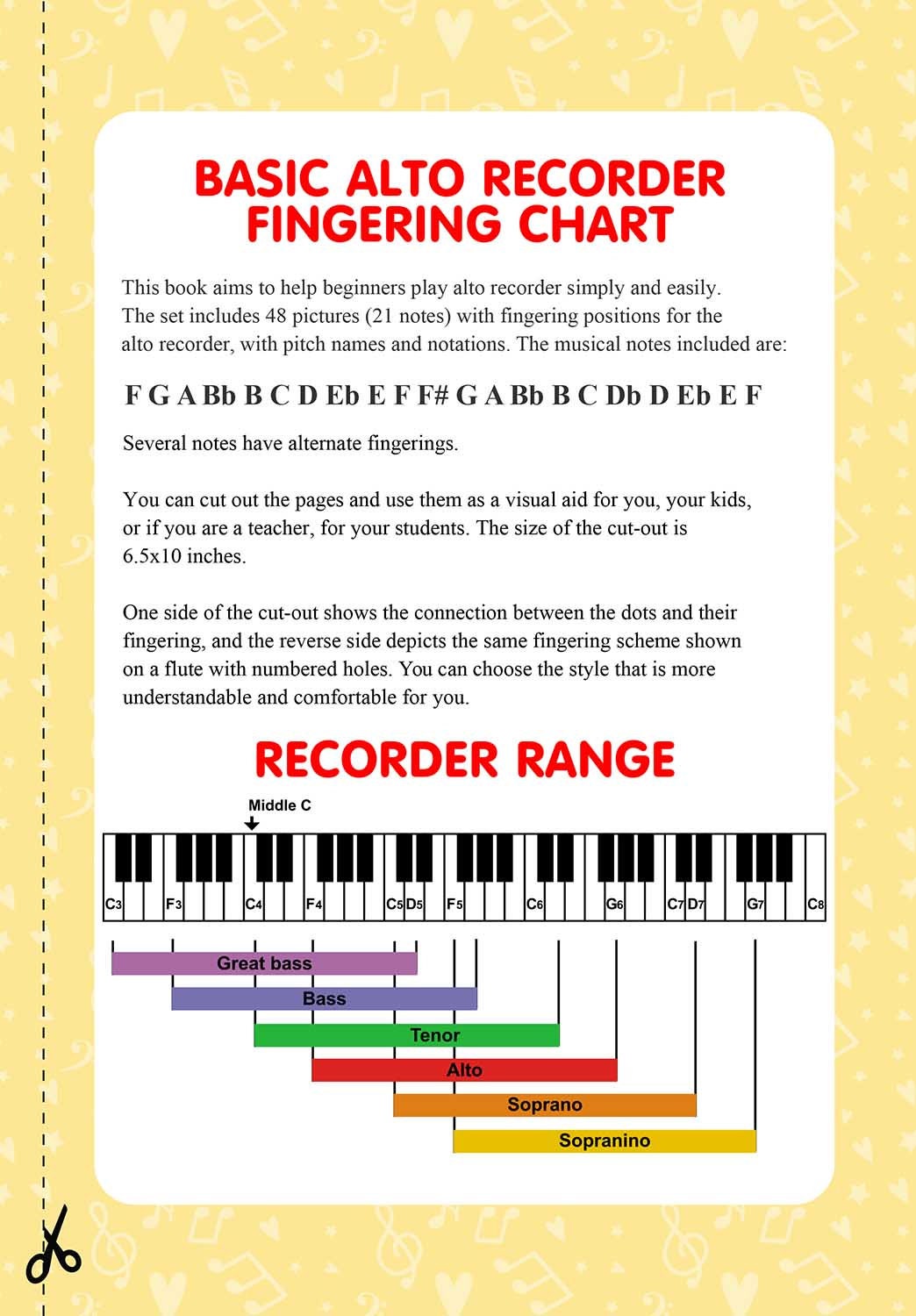 Simple Recorder Fingering Chart