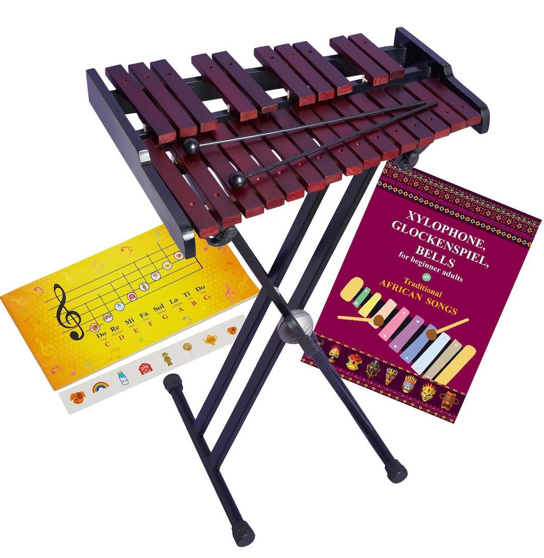 25-note Xylophone on Stand, Red Wood Keys, Carrying Bag, Sheet Music ...