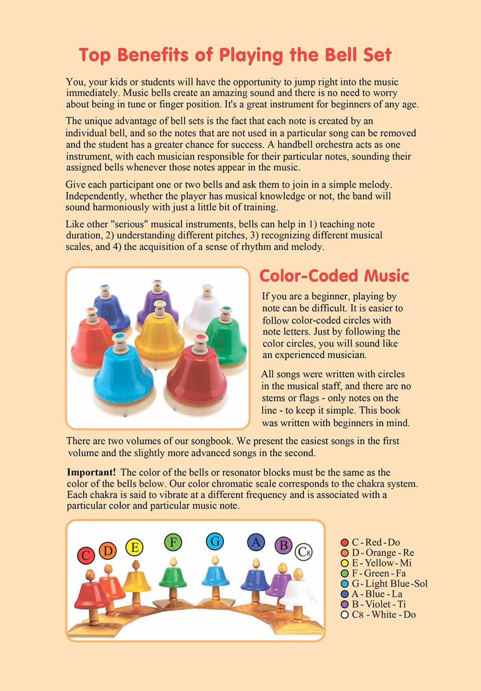 44 Color-coded Easy-to-play Songs for 8 Note Bell Set : Elementary ...