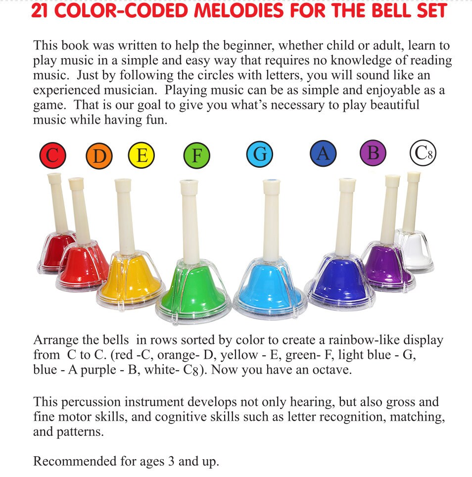 21 Color-coded Melodies for Bell Set: Color-coded Visual for 8 Note ...