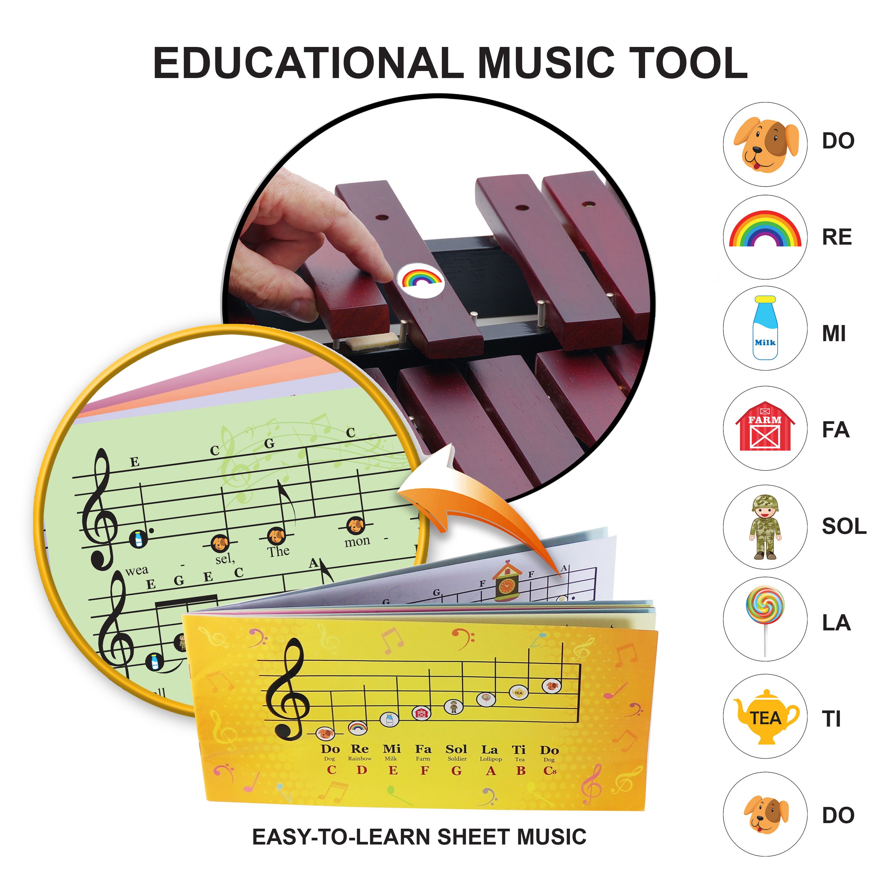 25-note Xylophone on Stand, Red Wood Keys, Carrying Bag, Sheet Music ...