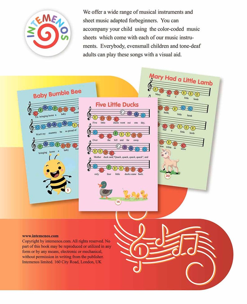44 Color-coded Easy-to-play Songs for 8 Note Bell Set : Elementary ...