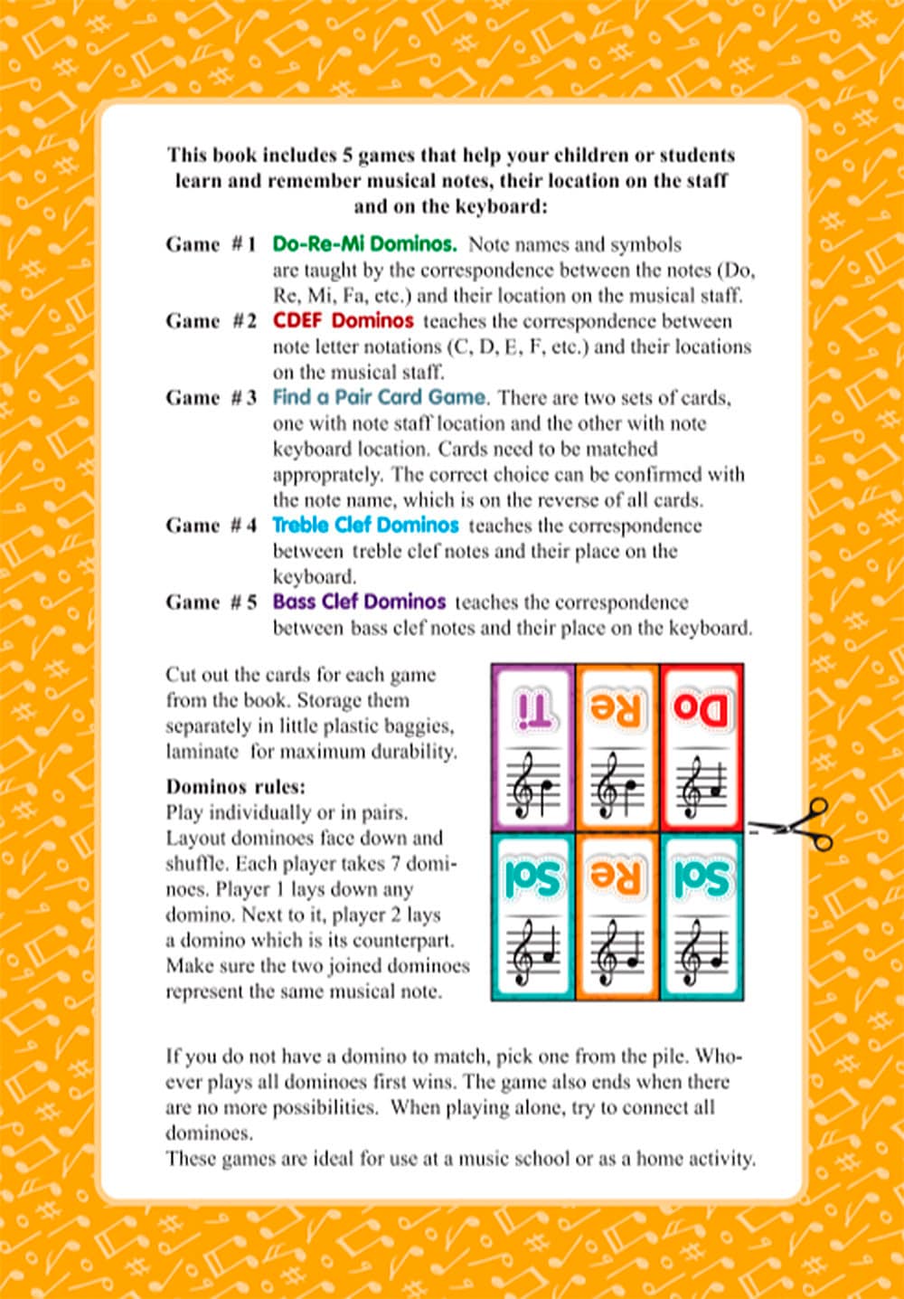 5 Games for Studying Music: Do-re-mi Dominos, Bass Clef Dominos, Treble ...