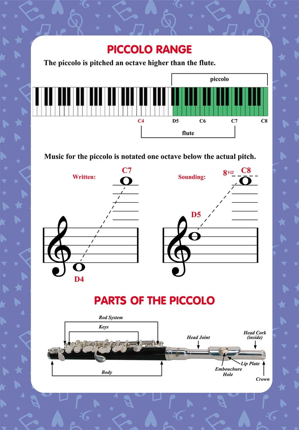 Basic Piccolo Fingering Chart: 37 Fingering Diagrams & 37 - Etsy