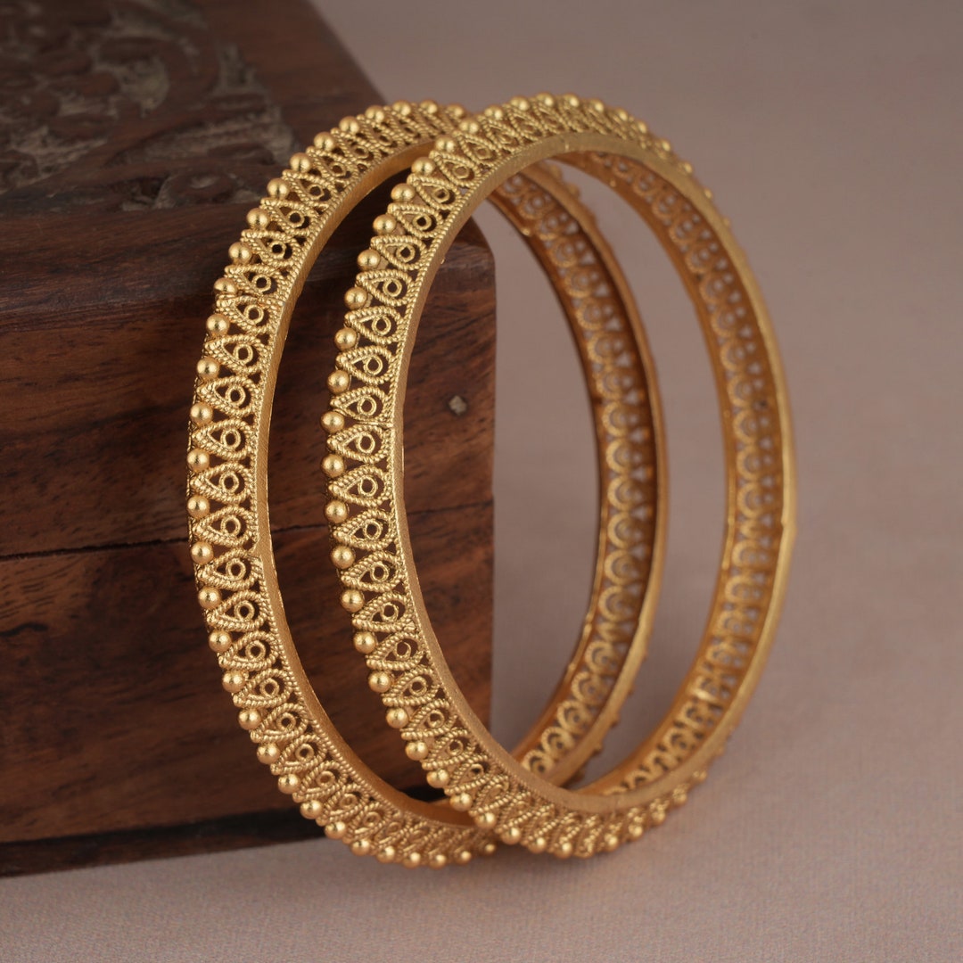 Indian Gold Bangle Set, Gold Bangle Set, Wedding Bangles, Gold Plated ...