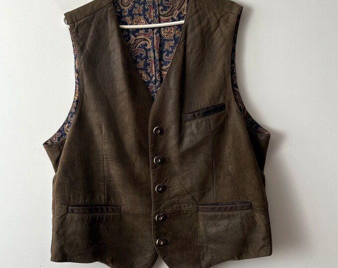 Vintage Extra Large Leather Austrian Vest Mens Loden Vest Traditional ...