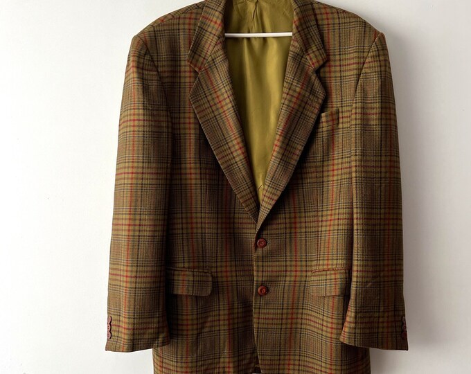 Vintage Mens Wool Sport Coat Tweed Plaid Jacket Mens Retro Blazer Urban ...