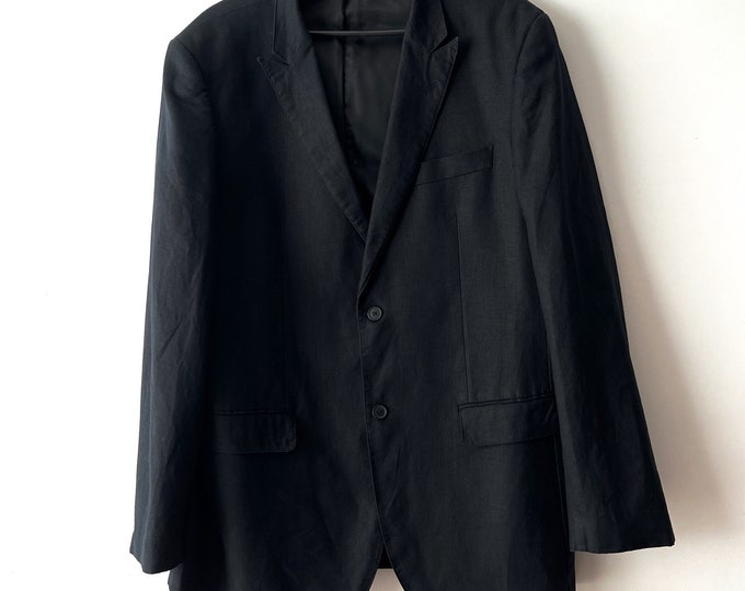 Vintage Mens Black Linen Jacket Classic Summer Jacket Gentlemen's Linen ...