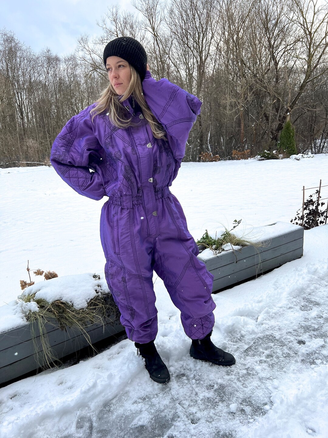 Vintage Extra Large Size Skiing Suit 90's Women's Ski Suit Shiny ...