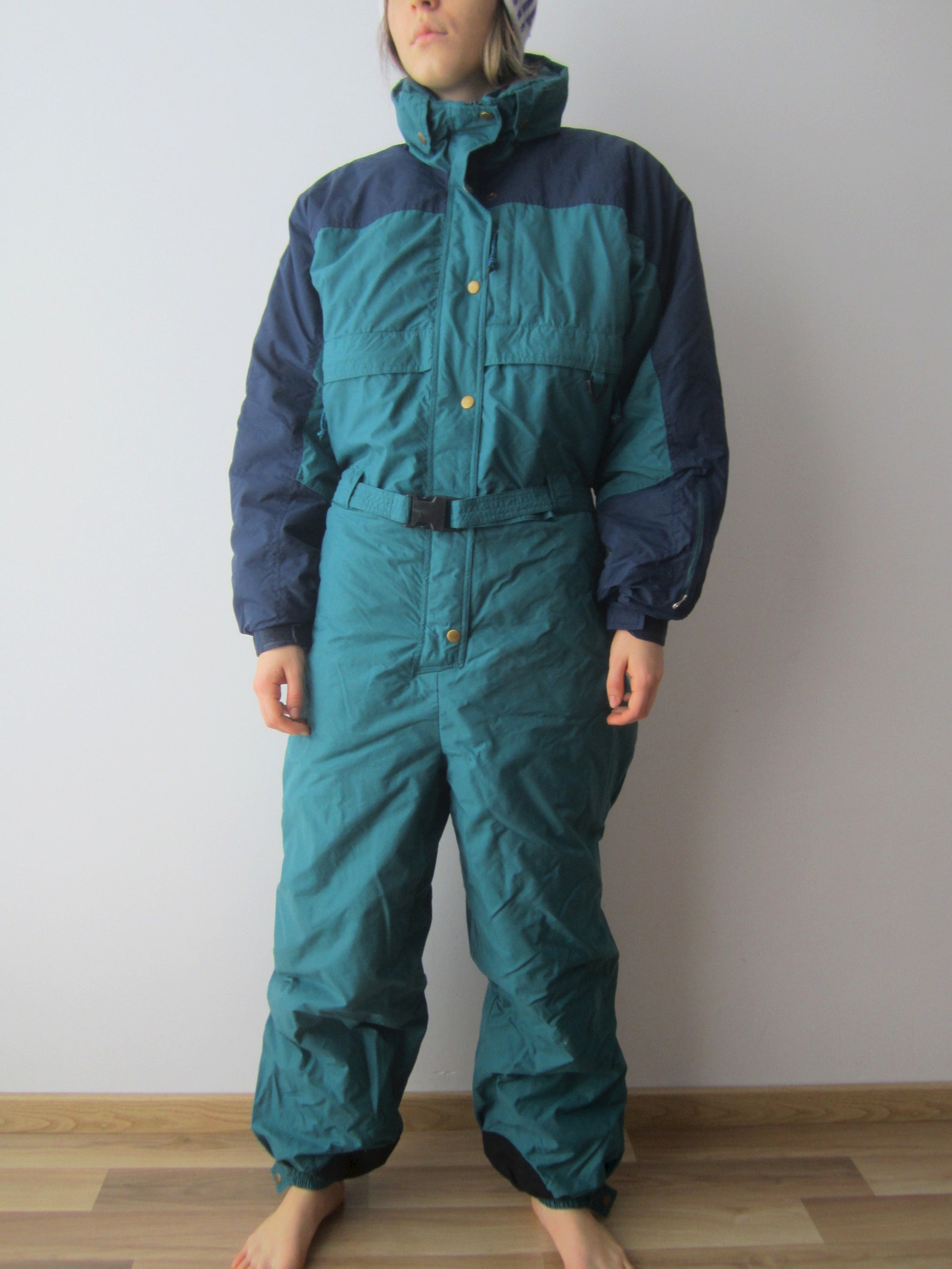 Vintage Ski Suit One Piece Snow Jumpsuit Retro Green Blue | Etsy