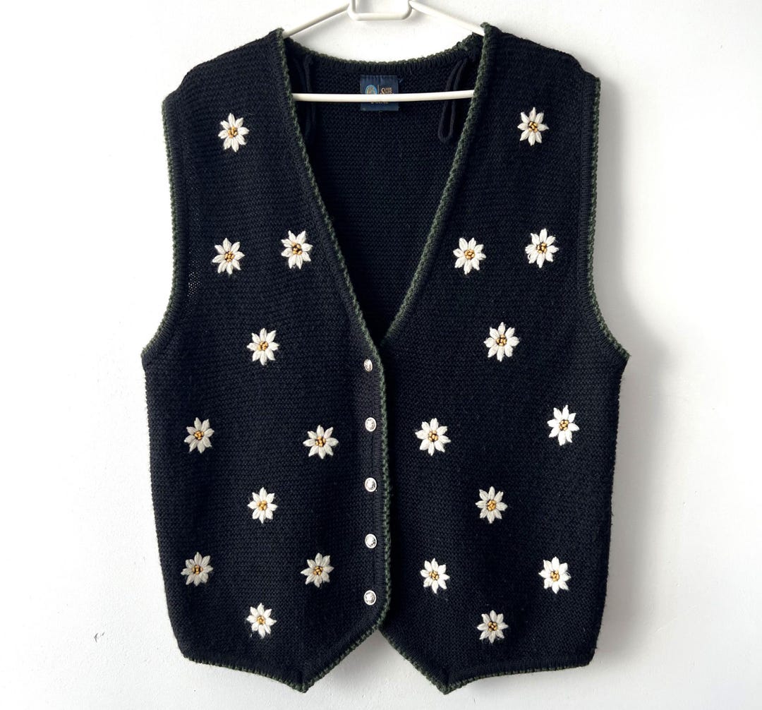 Vintage Women's German Bavarian Vest Knitted Loden Vest Traditional ...