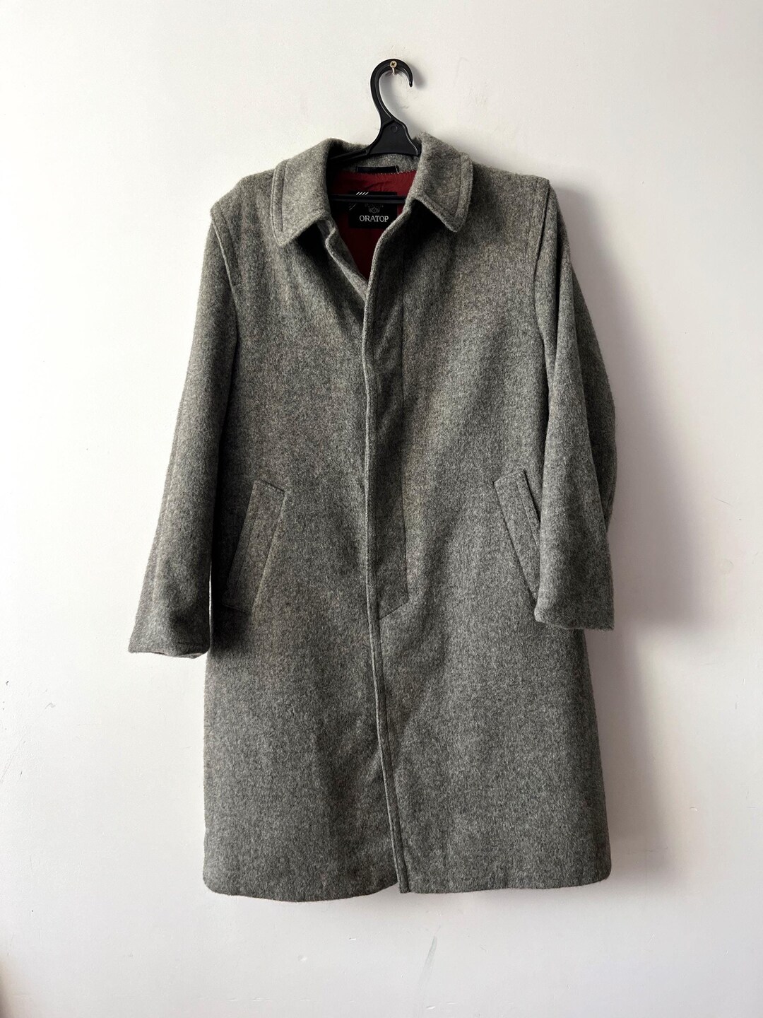 Vintage Oratop Winter Mens Trench Coat Grey Classic Gentleman's Coat ...