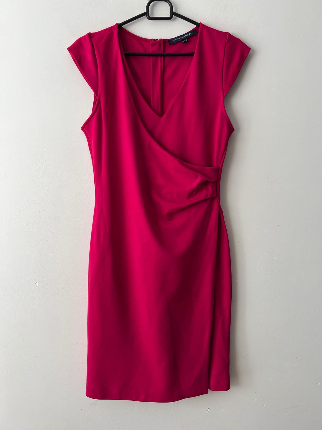 Vintage Bright Pink Jersey Dress Short Sleeve Hot Pink Dress New Year ...