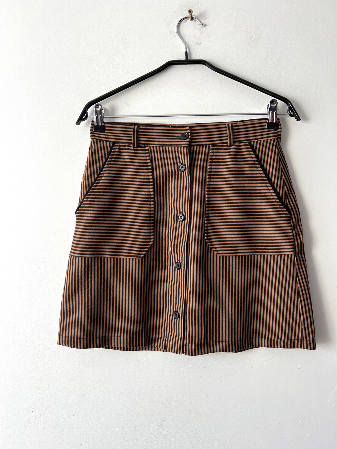 Striped Mini Skirt Button Down Skirt Vintage Everyday Mini Skirt School ...