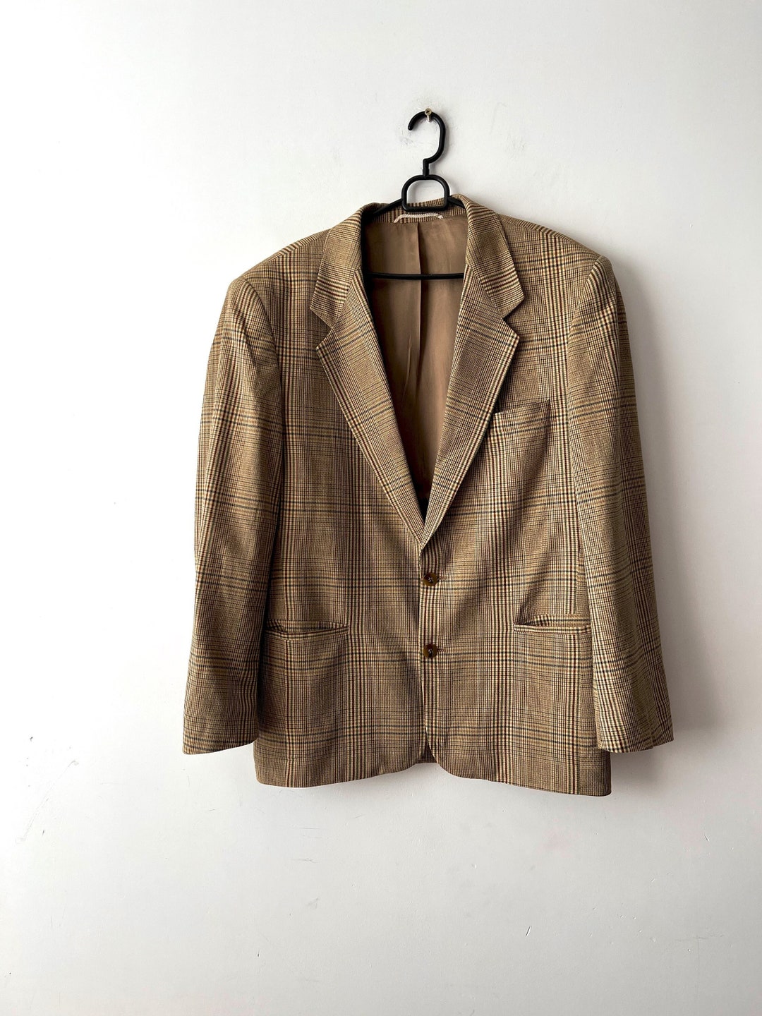 Vintage Mens Summer Tweed Plaid Jacket CARLO MANZONI Cotton Checkered ...