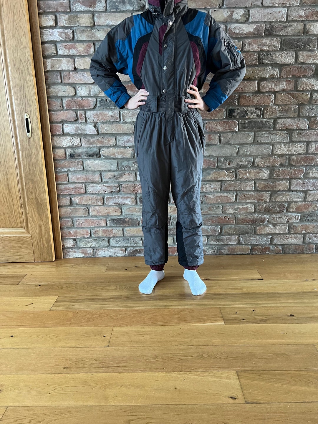 Vintage 90s Mens Ski Suit SKISS Winter Sport Jumpsuit One Piece Ski ...