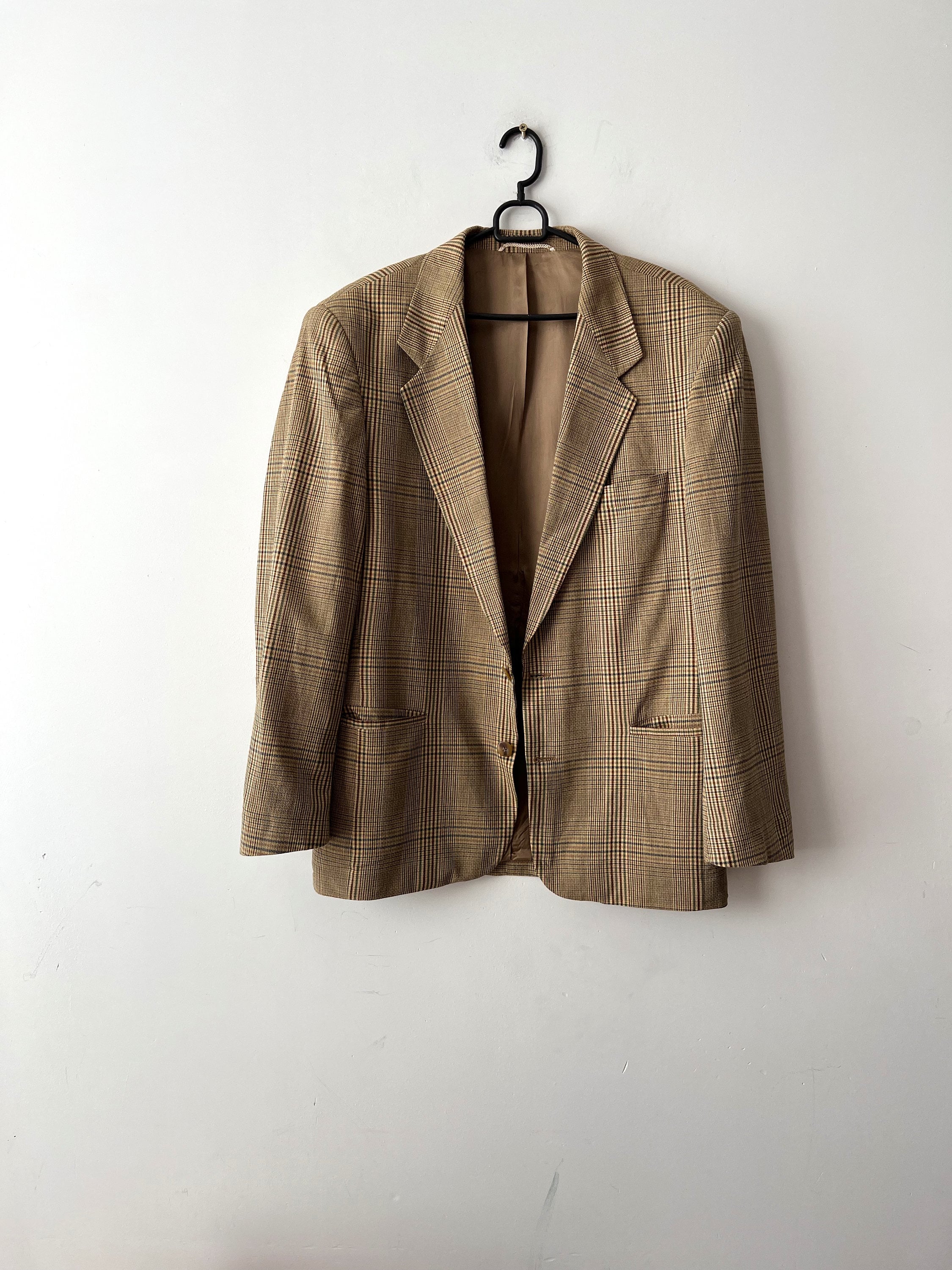 Vintage Mens Summer Tweed Plaid Jacket CARLO MANZONI Cotton Checkered ...