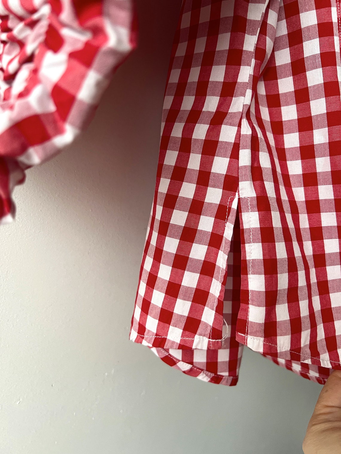 Vintage Austrian Plaid Shirt Women's Dirndl Blouse Quarter Sleeve Shirt ...