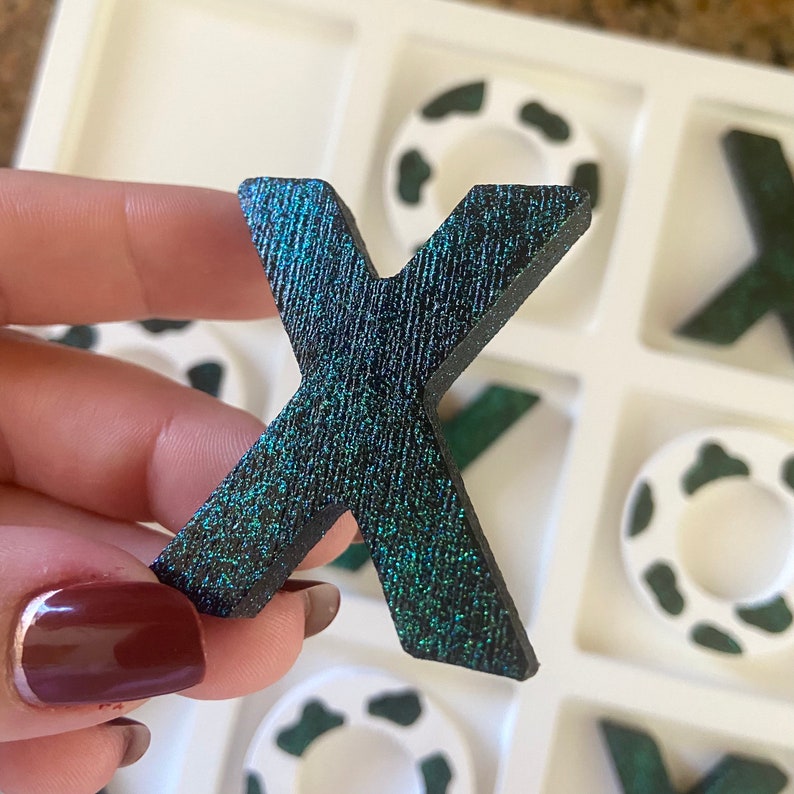 Glitter Tic-tac-toe Set | Wooden Board Game | Xs and Os | Coffee Table ...