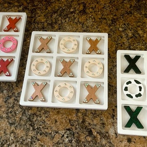 Glitter Tic-tac-toe Set | Wooden Board Game | Xs and Os | Coffee Table ...