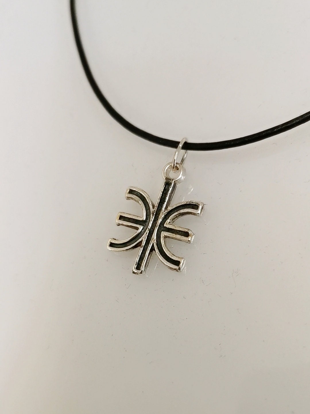 Necklace With the Delphic Epsilon, in Platinum-plated Brass, for Men ...