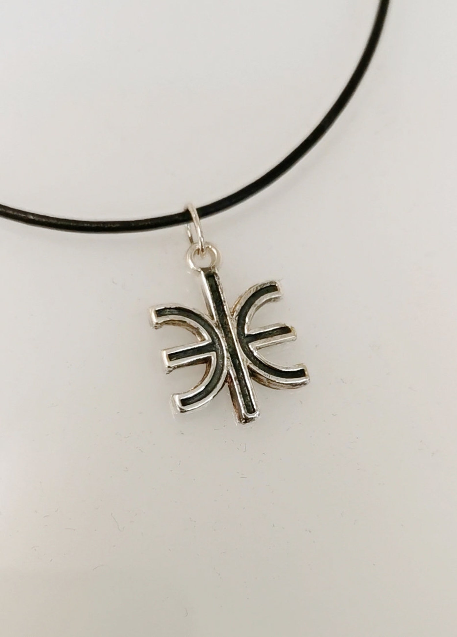 Necklace With the Delphic Epsilon, in Platinum-plated Brass, for Men ...