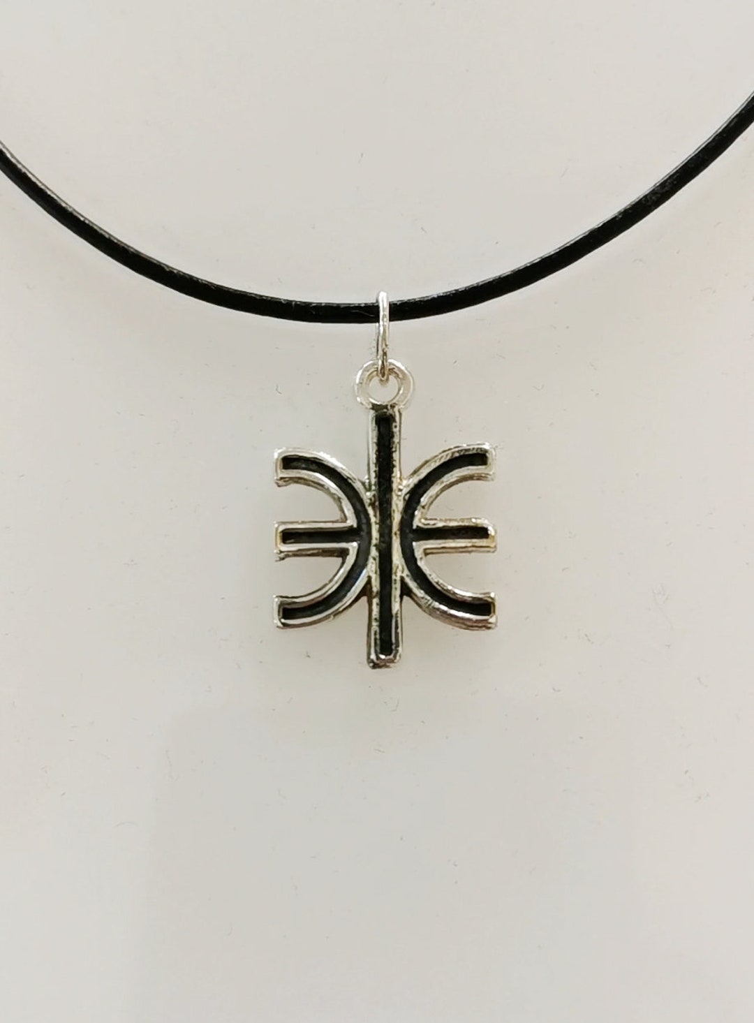 Necklace With the Delphic Epsilon, in Platinum-plated Brass, for Men ...