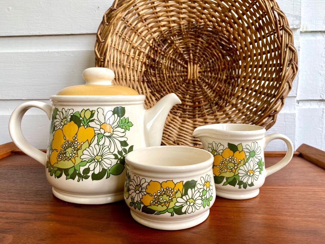 Vintage 60s Floral Sadler Tea Set/retro 1960s Stoneware Teapot With ...