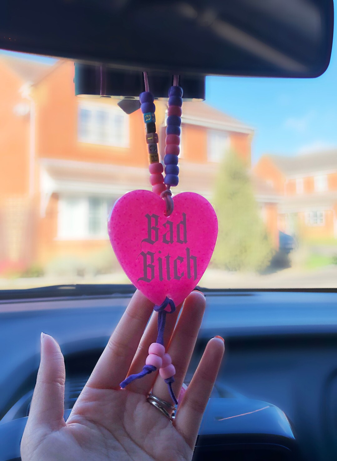 Y2K Pink Heart Car Charm, Funny Rear View Mirror Hanging - Etsy