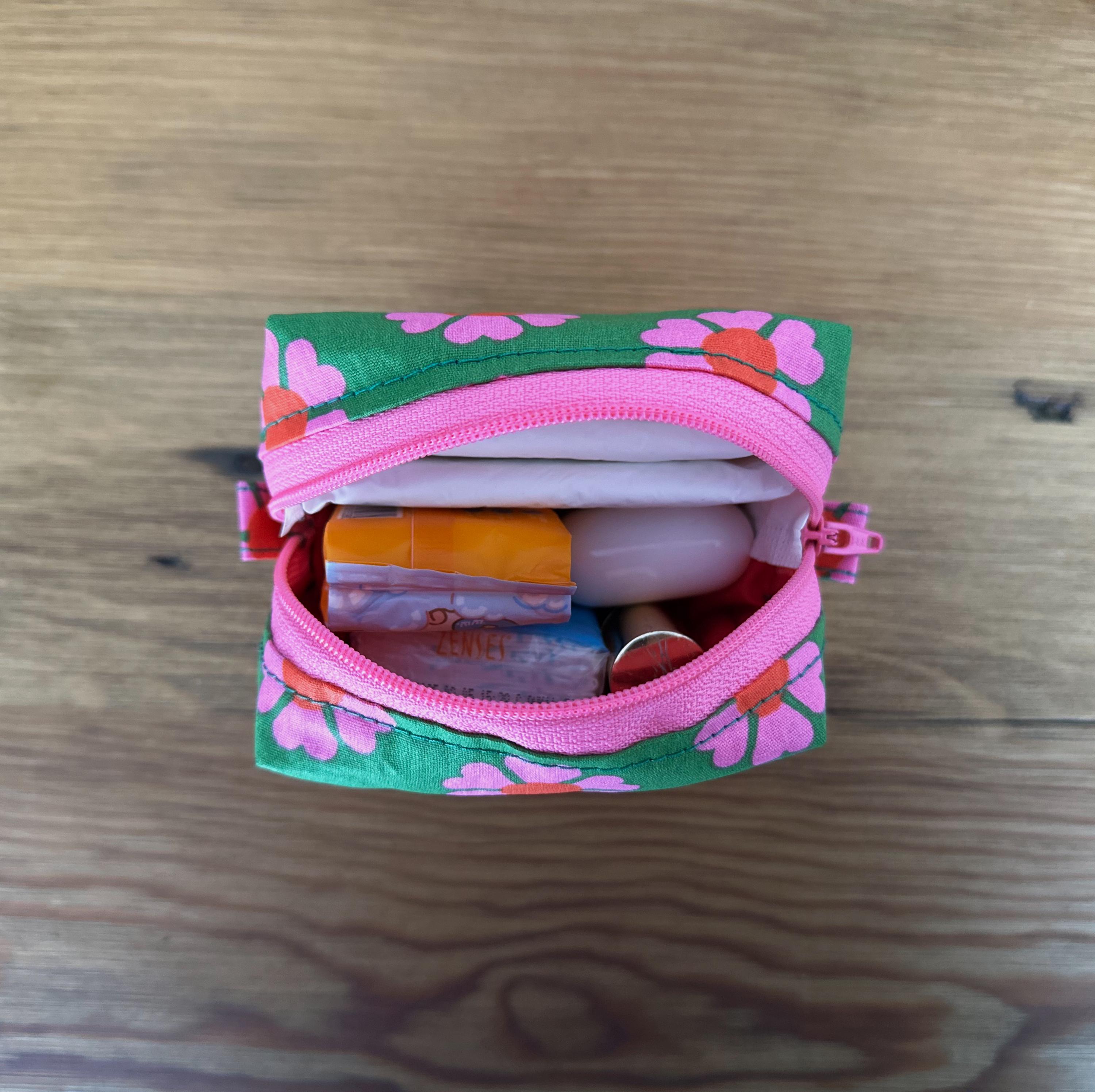 Retro Floral Mini Square Pouch: Small Zipper Makeup Pouch - Etsy