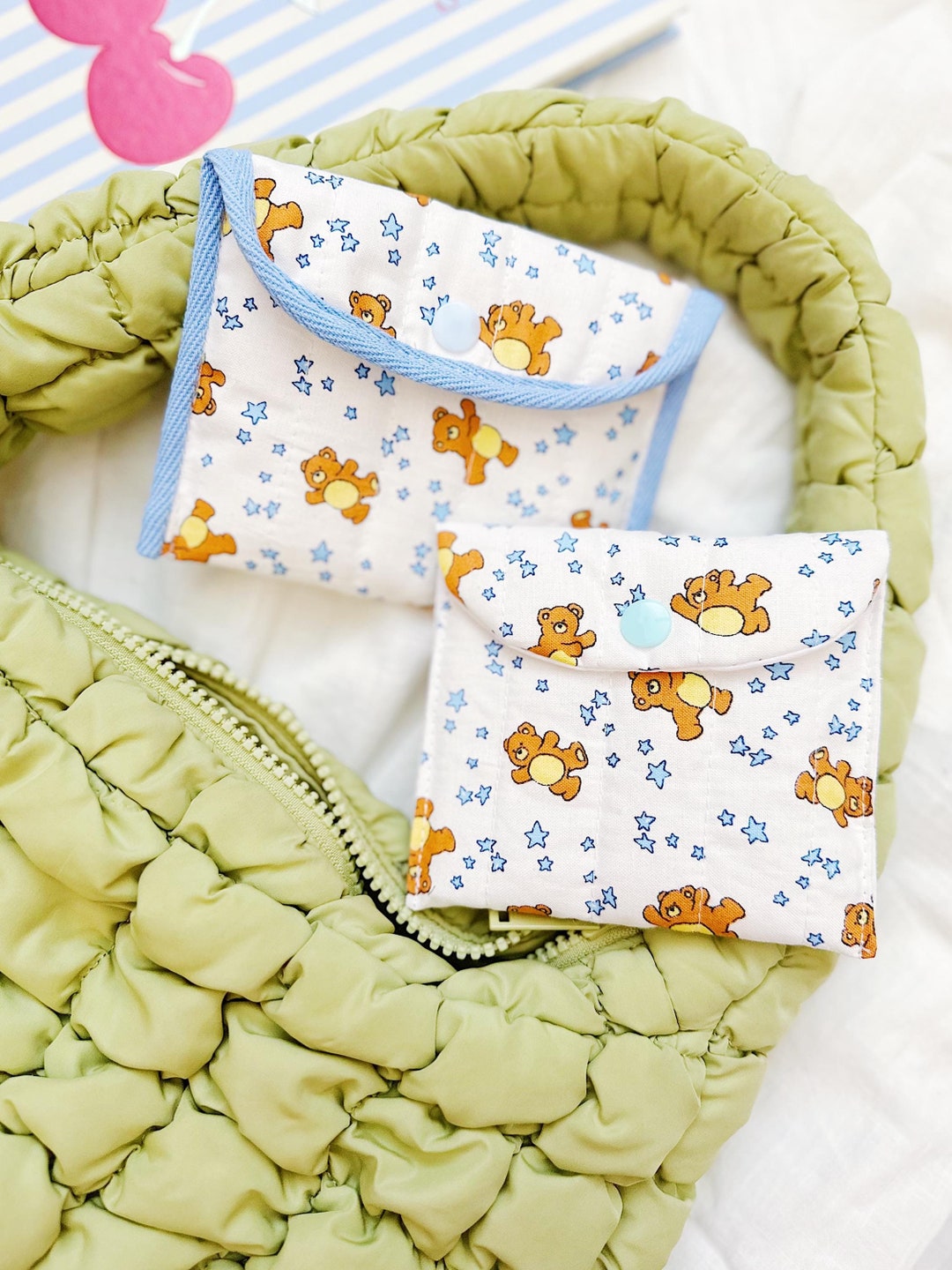 Cute Bear Quilted Small Pouch, Soft Toiletry Bag, Small Makeup Pouch ...