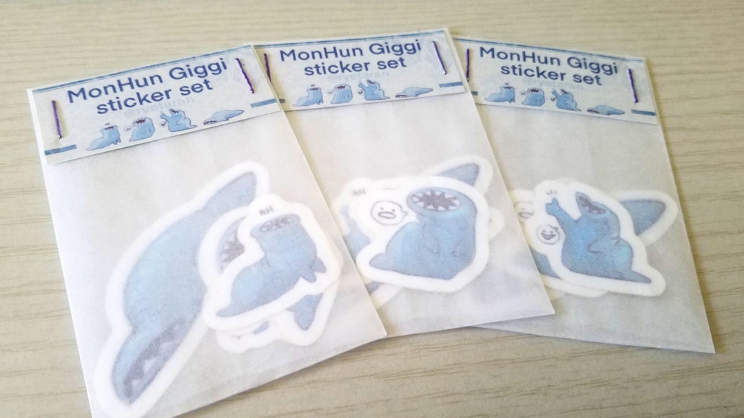 Giggi Monster Vinyl Stickers [four Piece Emote Sticker Set] - Etsy