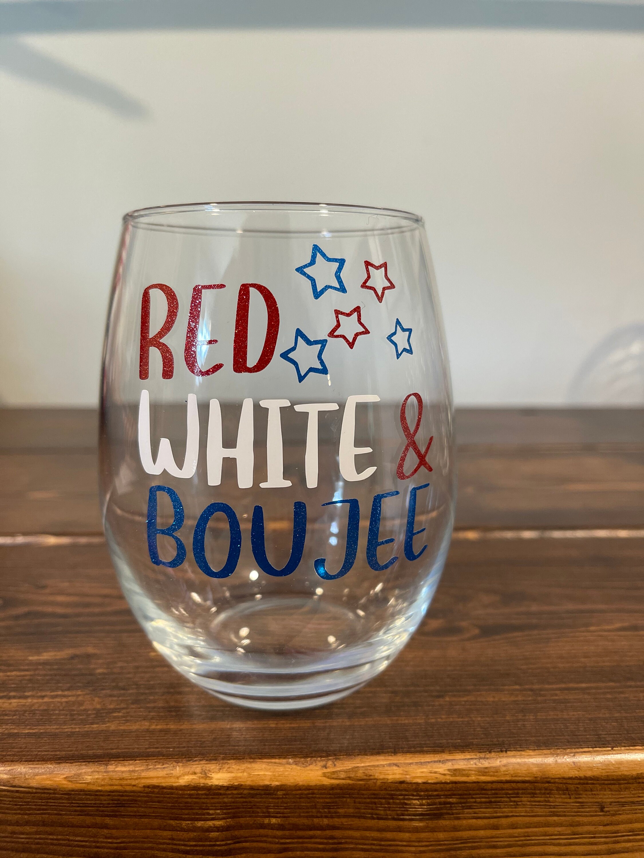 Red White and Boujee Wine Glass | Etsy