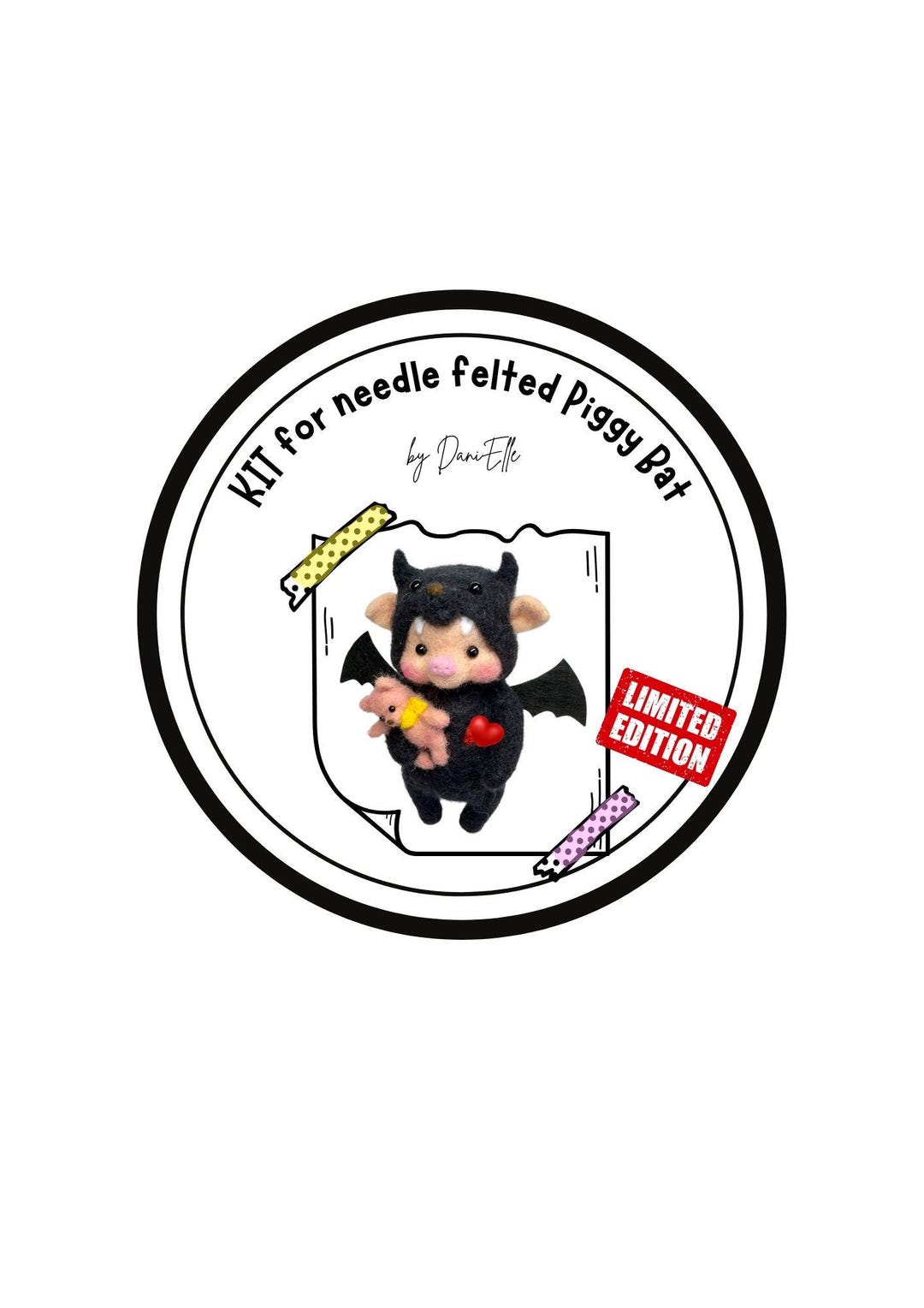 Limited Edition KIT for Needle Felted Piglet Bat,the Kit Complete With ...