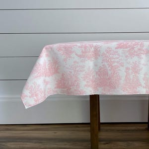 Pink Toile Tablecloth Table Cover Linen Toile Table Cloth Colonial ...