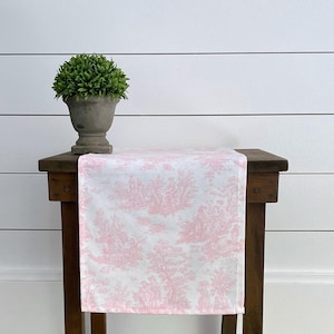 Toile Table Runner Colonial French Home Decor Black Gray Green Pink ...