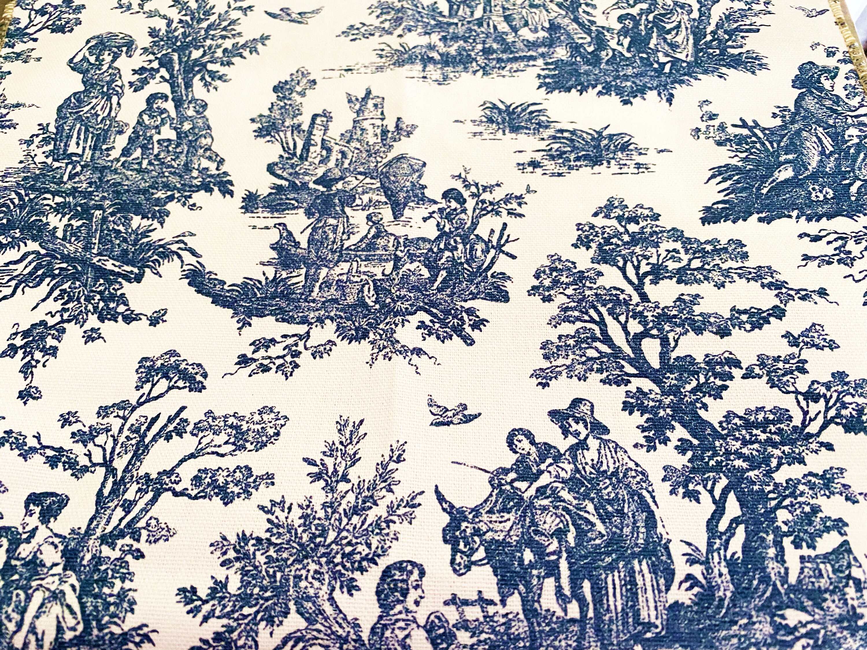 Dark Blue Toile Table Square Overlay Tablecloth Navy Blue French ...