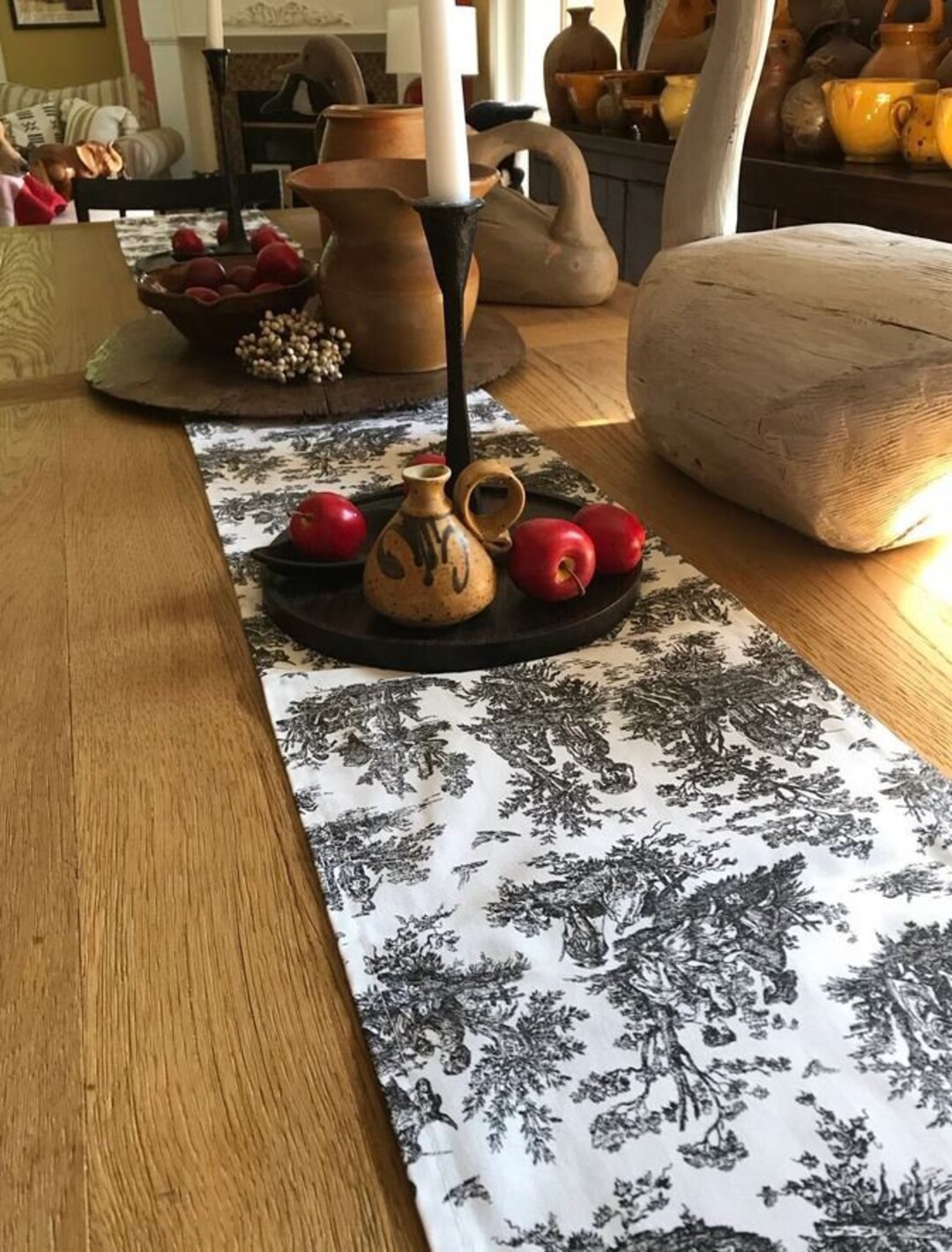 Black and White Toile Table Runner Table Centerpiece French Colonial ...