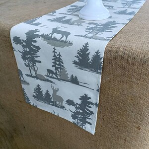 Christmas Table Runner Rustic Winter Deer Tree Wildlife Table Linens ...