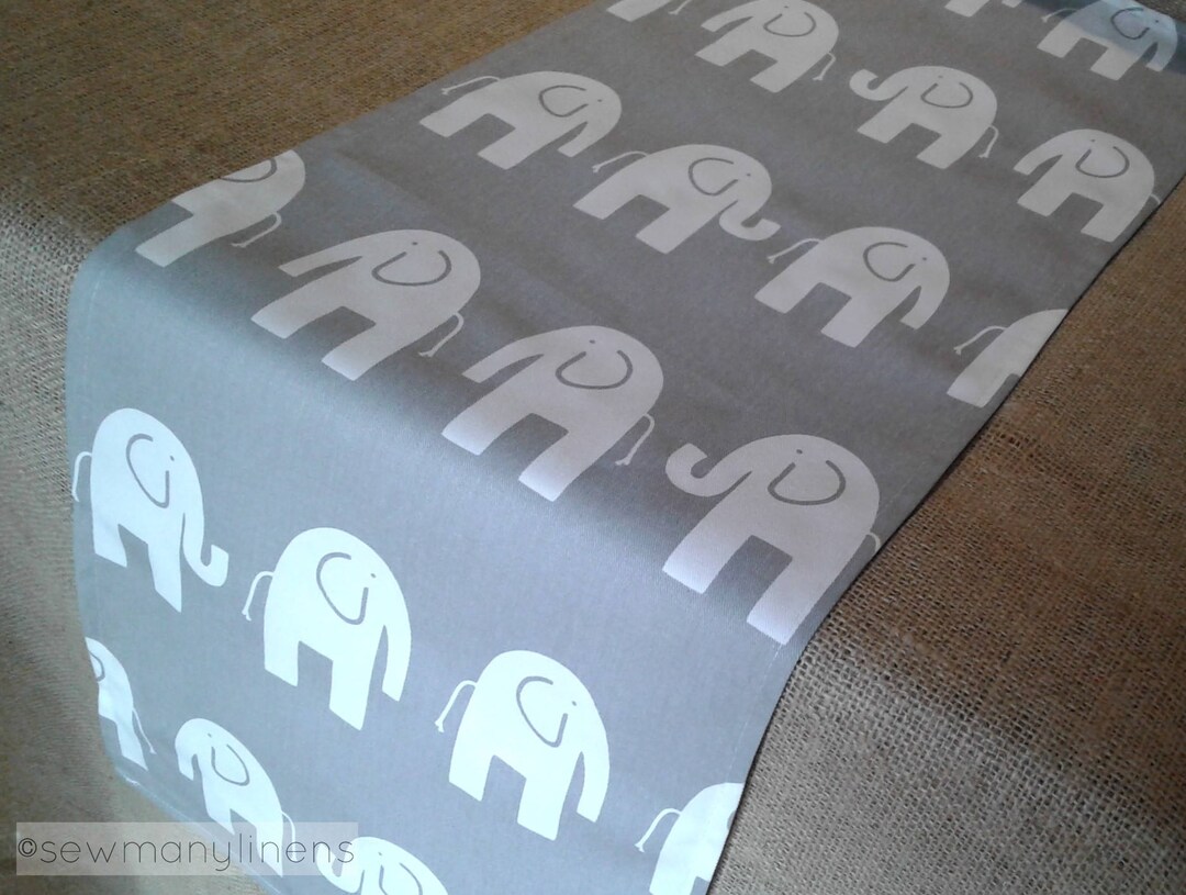 Gray Elephant Table Runner Nursery Decor Baby Shower Table Centerpiece ...