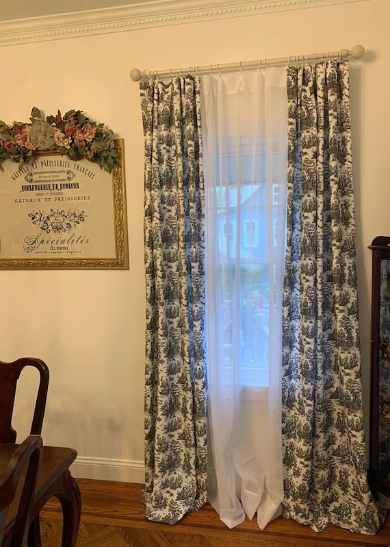Black Toile Kitchen Curtains