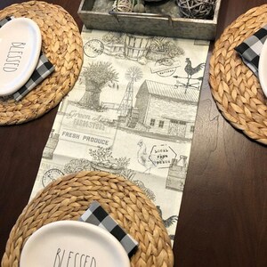 Farmhouse Table Runner Natural Tan Home Decor Dining Room Table Linens ...