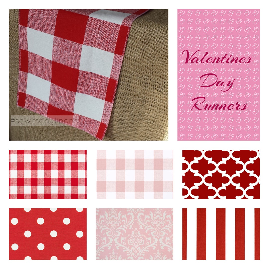 Valentines Day Table Runner Red Pink Table Linens Valentines Heart Home ...
