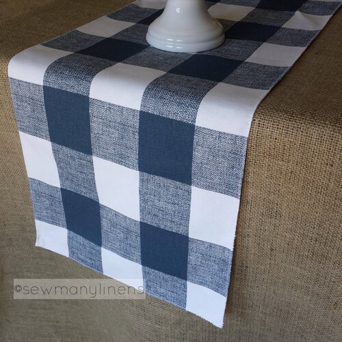 Light Blue Plaid Buffalo Check Table Runner Country Cottage - Etsy